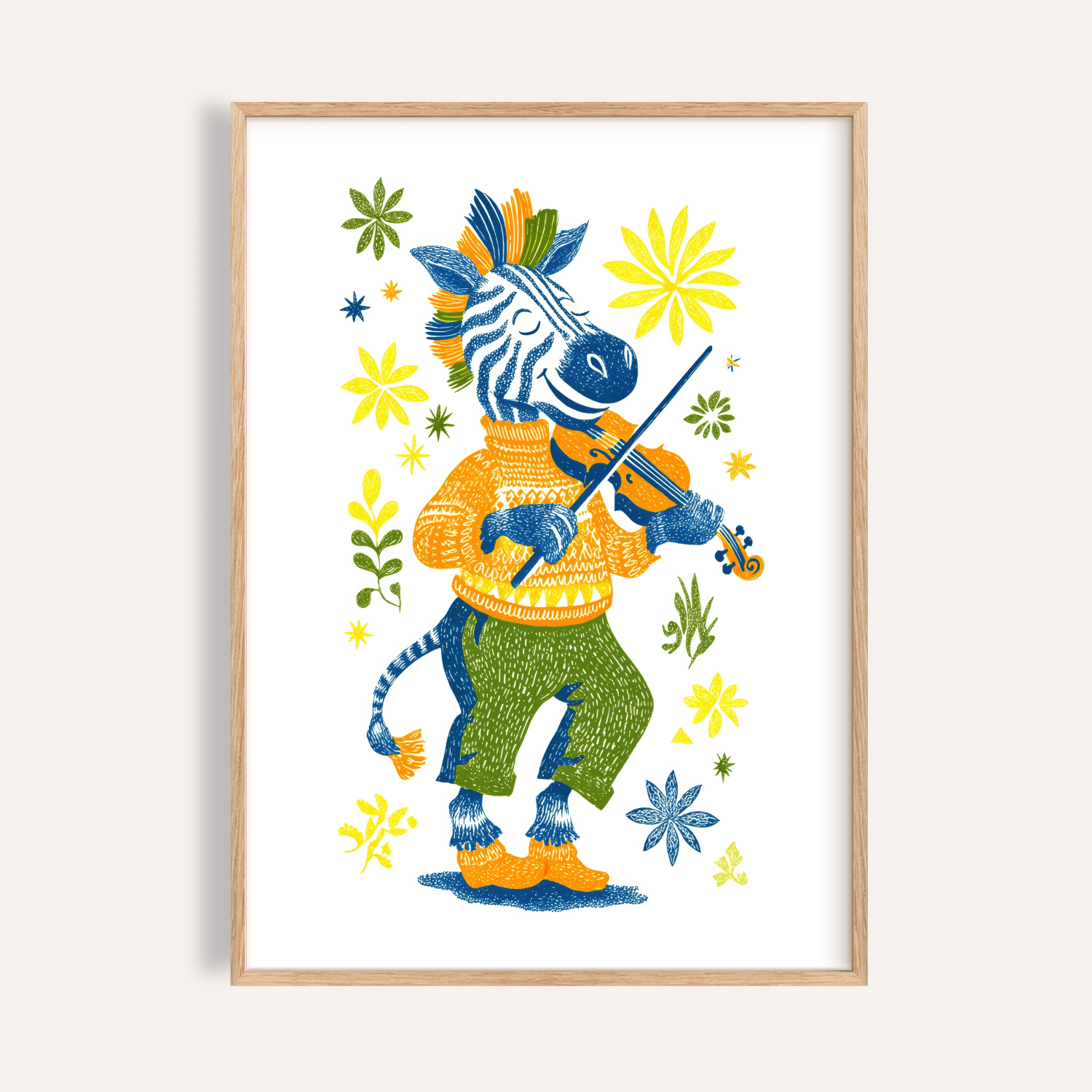 Zebra Playing Violin Poster for Kids’ Wall Art