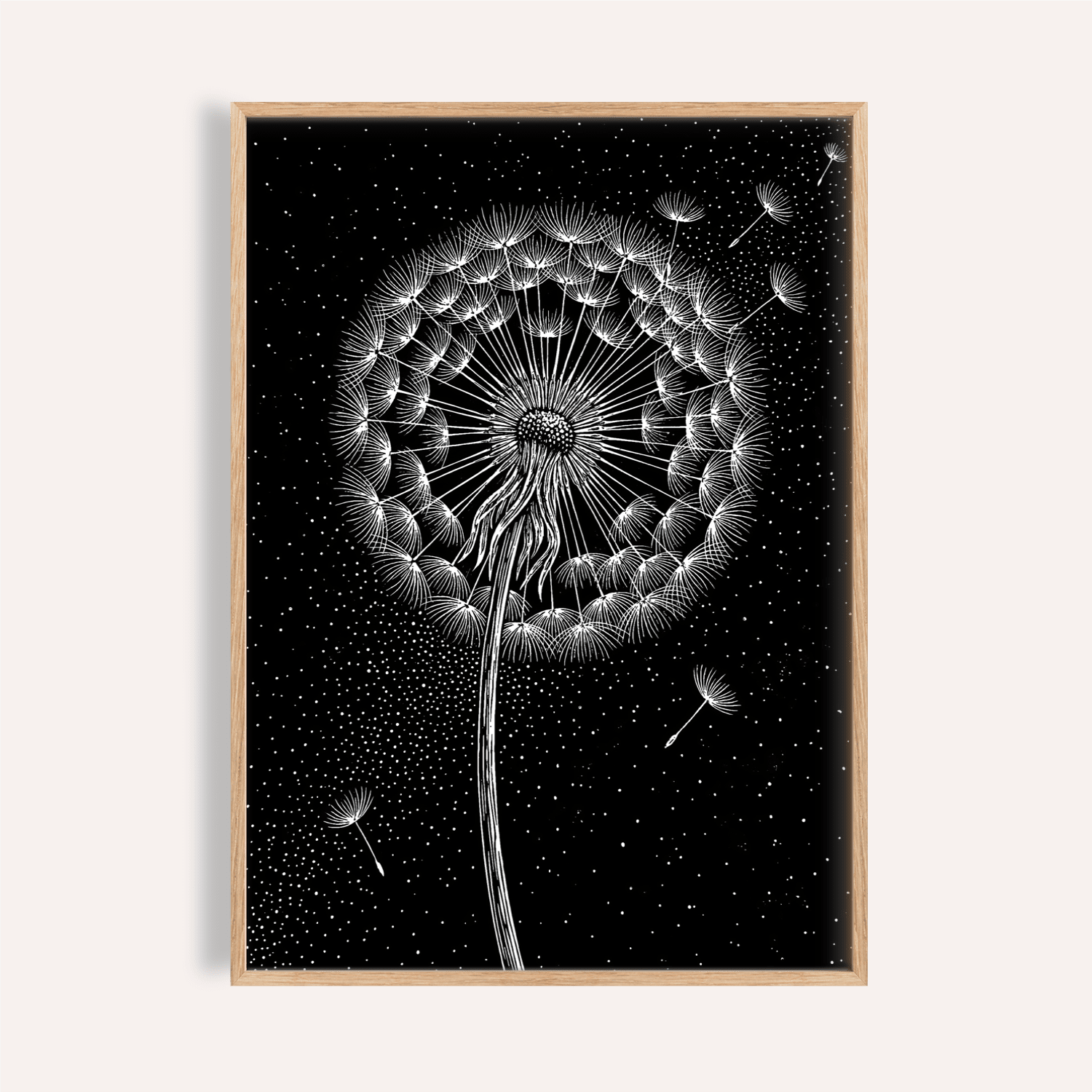 Dandelion Poster Black and White Wall Art Print