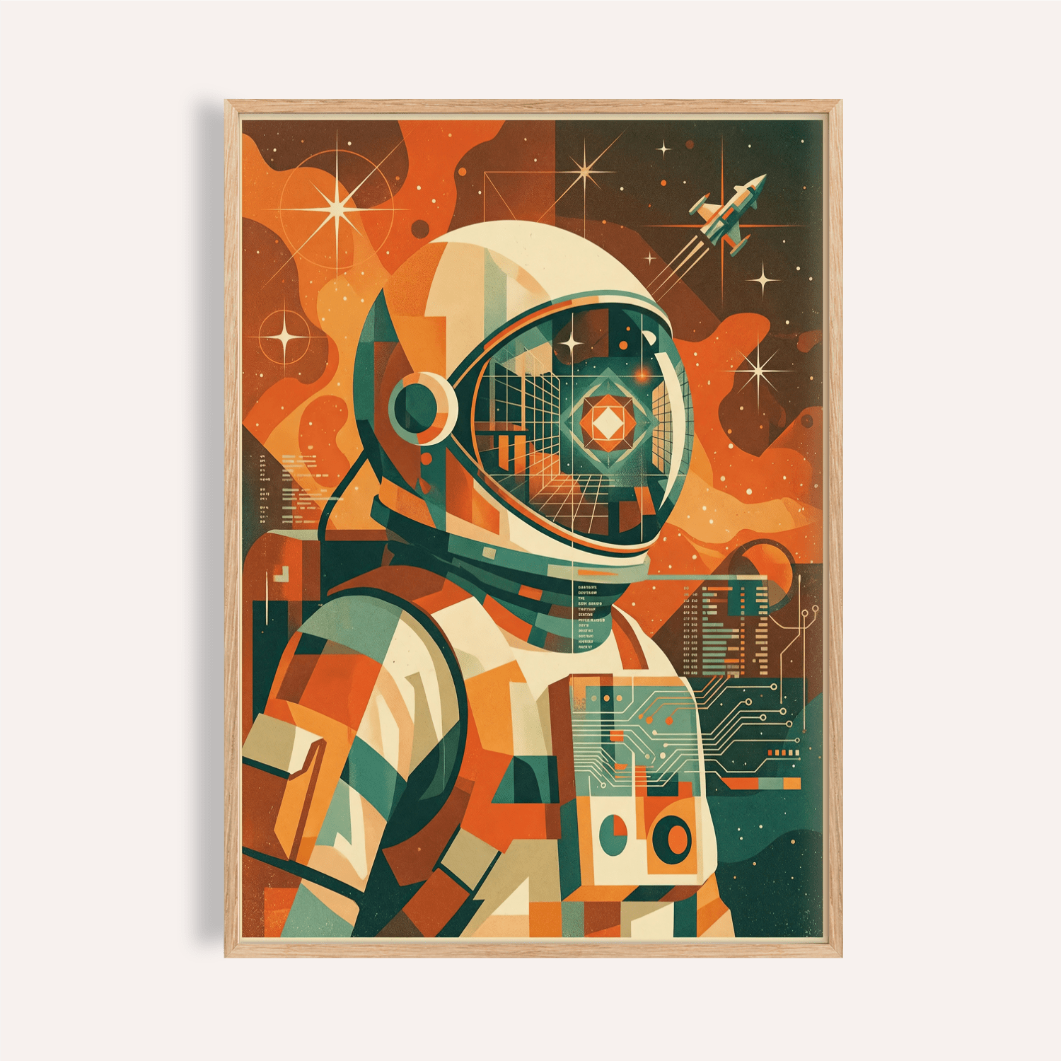 Retro Astronaut Poster with Vibrant Space Colors