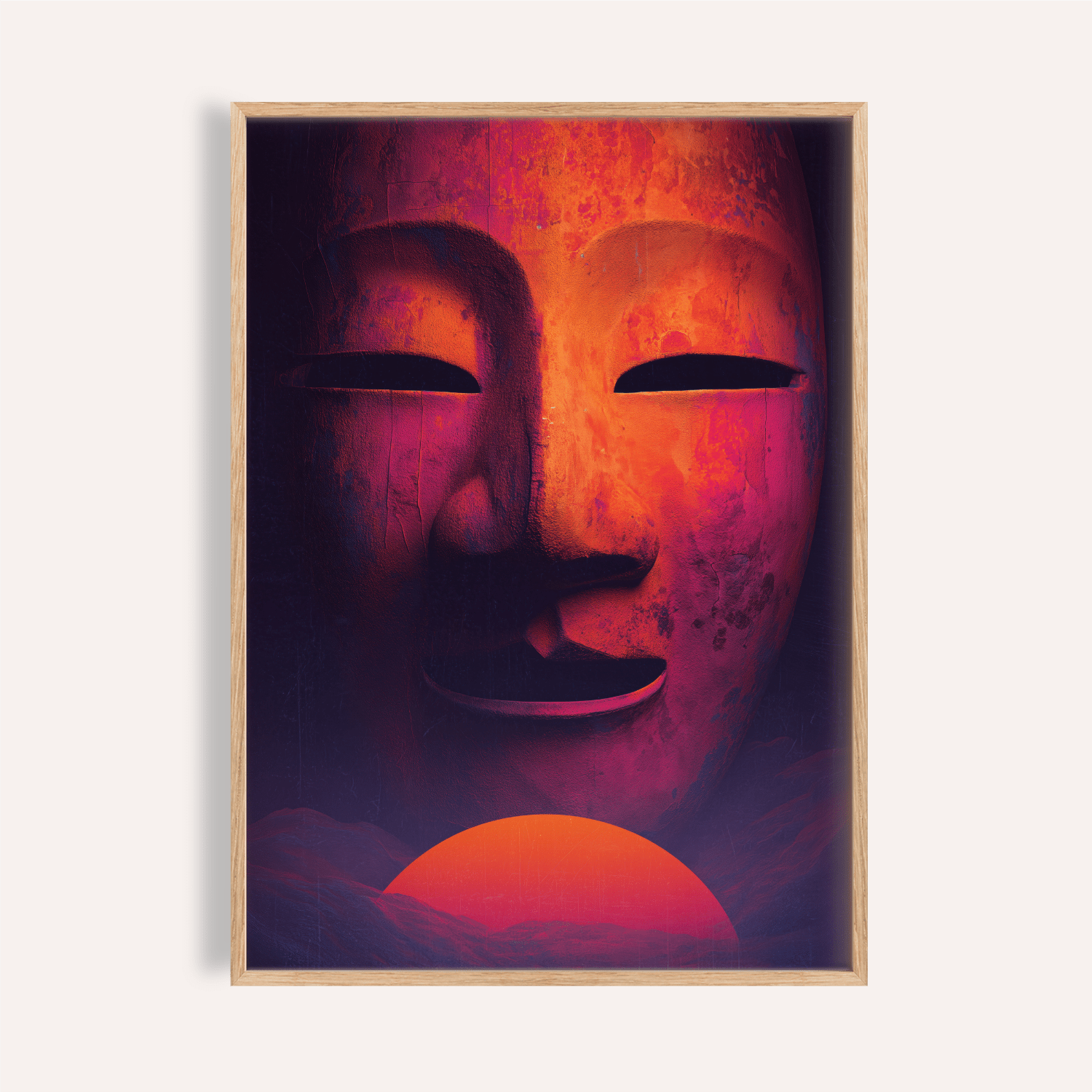 Dreamy Mask Wall Art in Red, Pink, and Purple