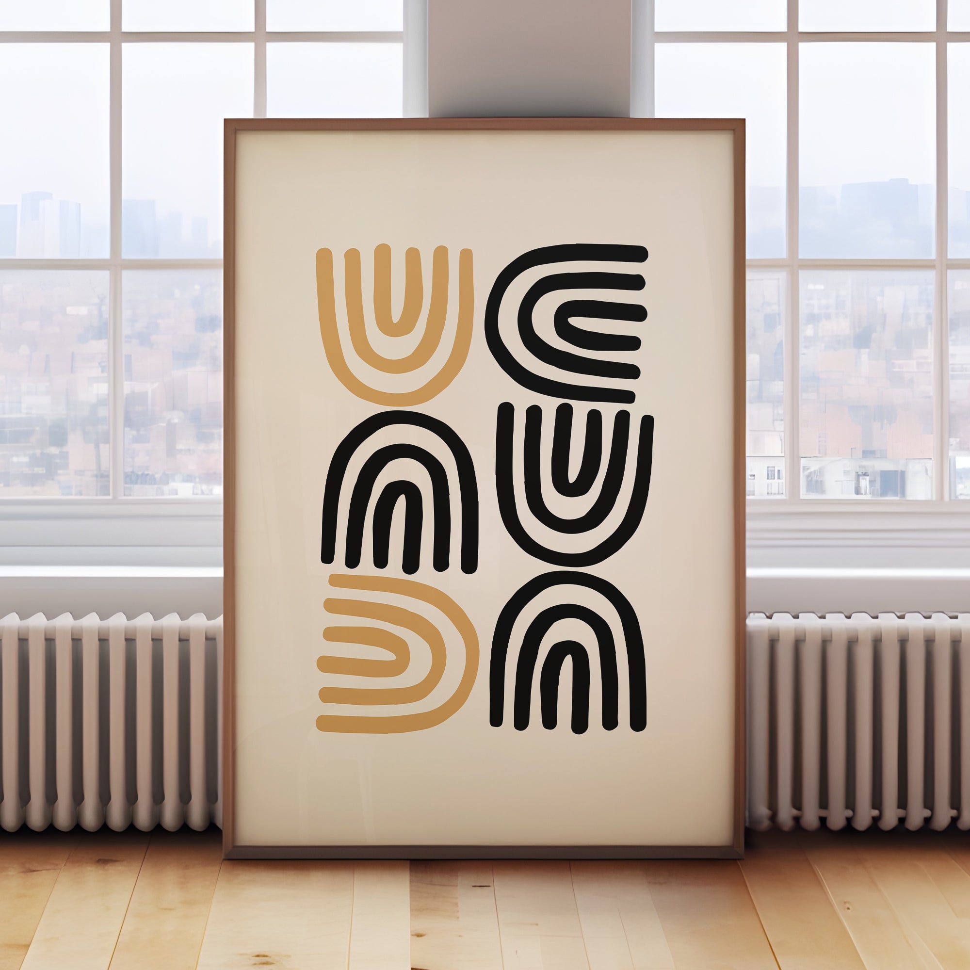 Modern Geometric Wall Art | Black and Gold Boho Print – Laboo Studio
