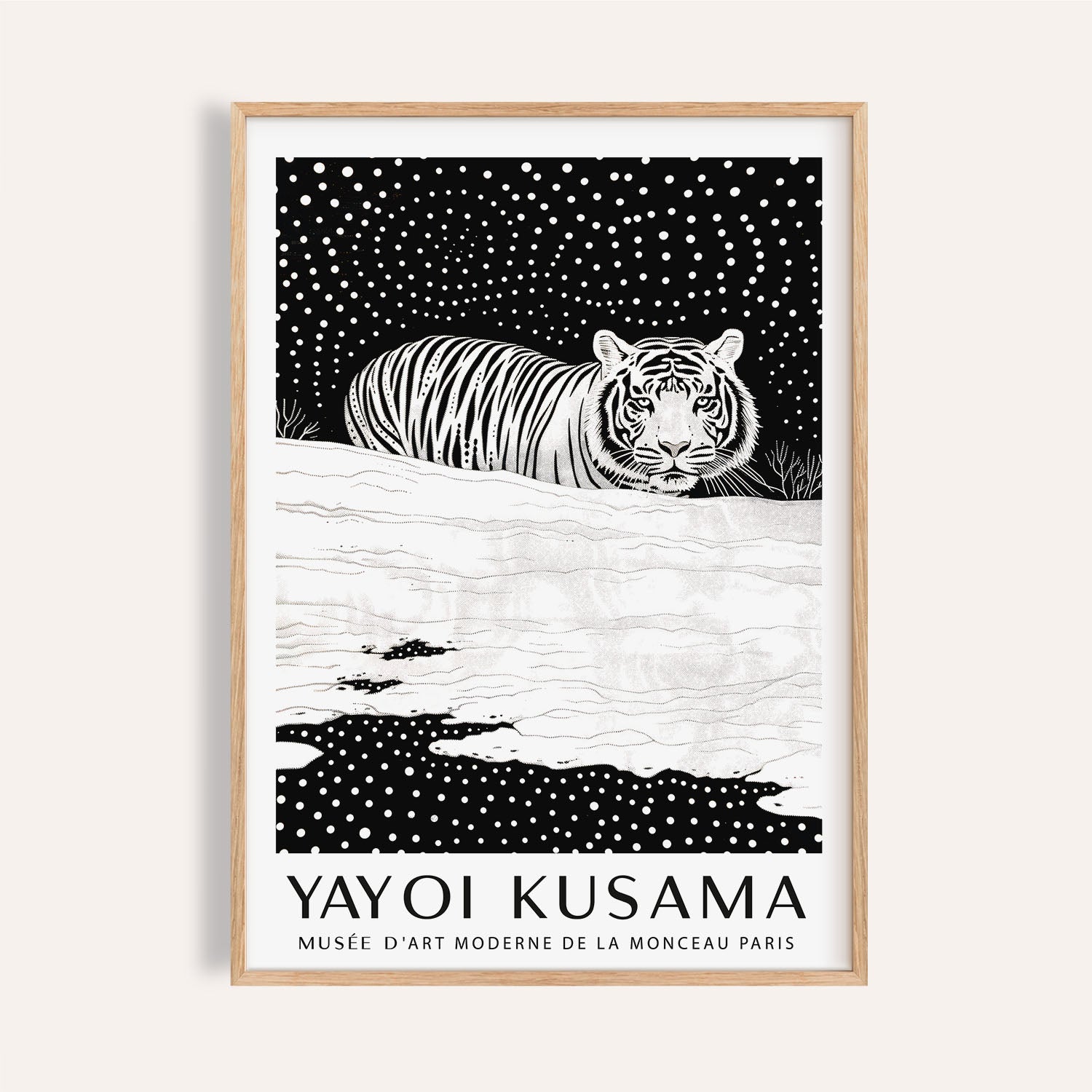 Tiger Wall Art | Kusama-Inspired Snow Tiger Print – Laboo Studio
