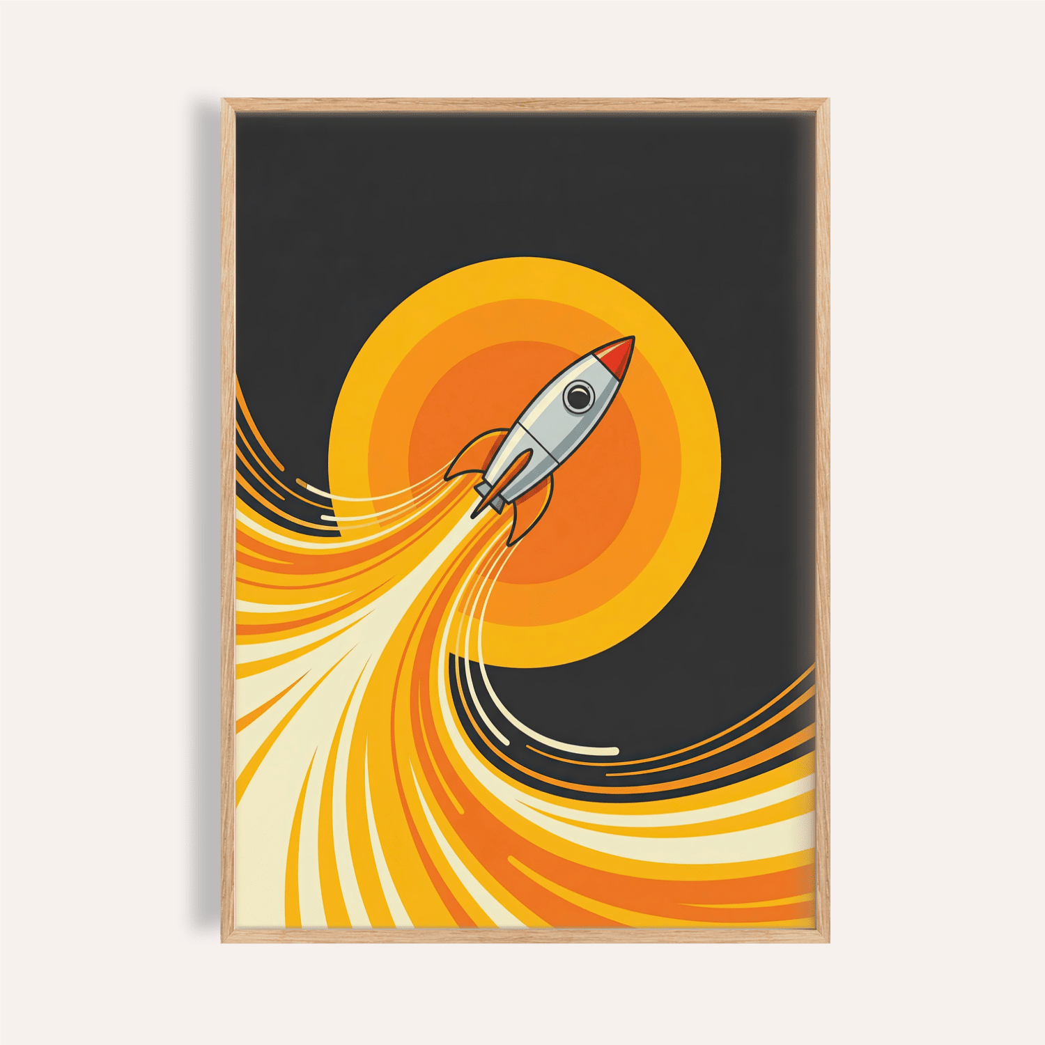 Rocket Wall Art Print – Retro Modern Space Poster